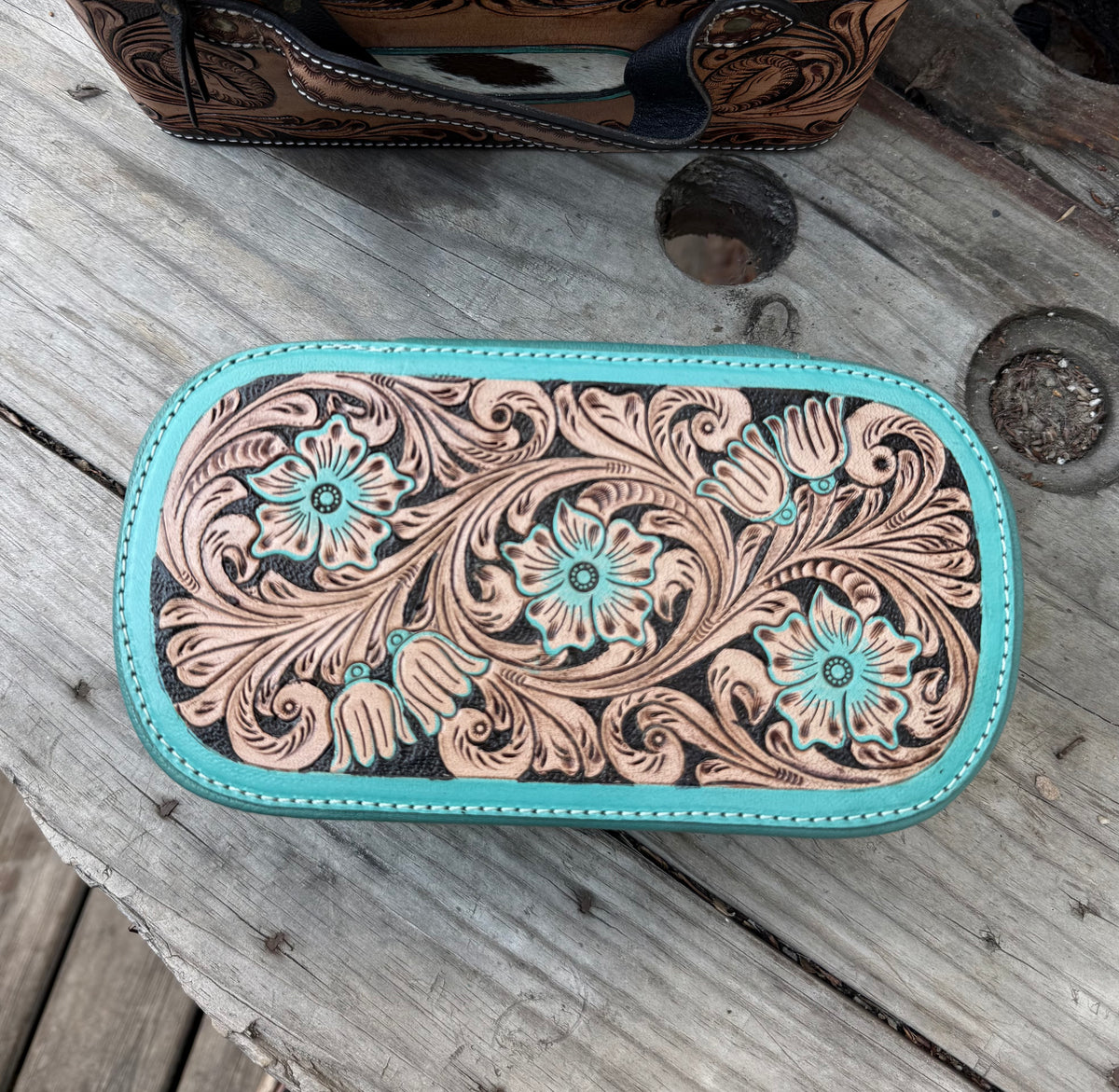 Turquoise Hand Tooled Jewellery Case – Stock Show Shop